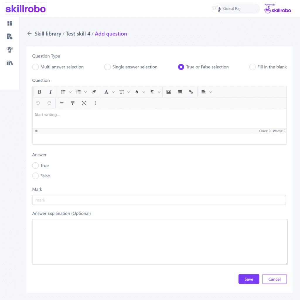 How to create custom questions? - SkillRobo